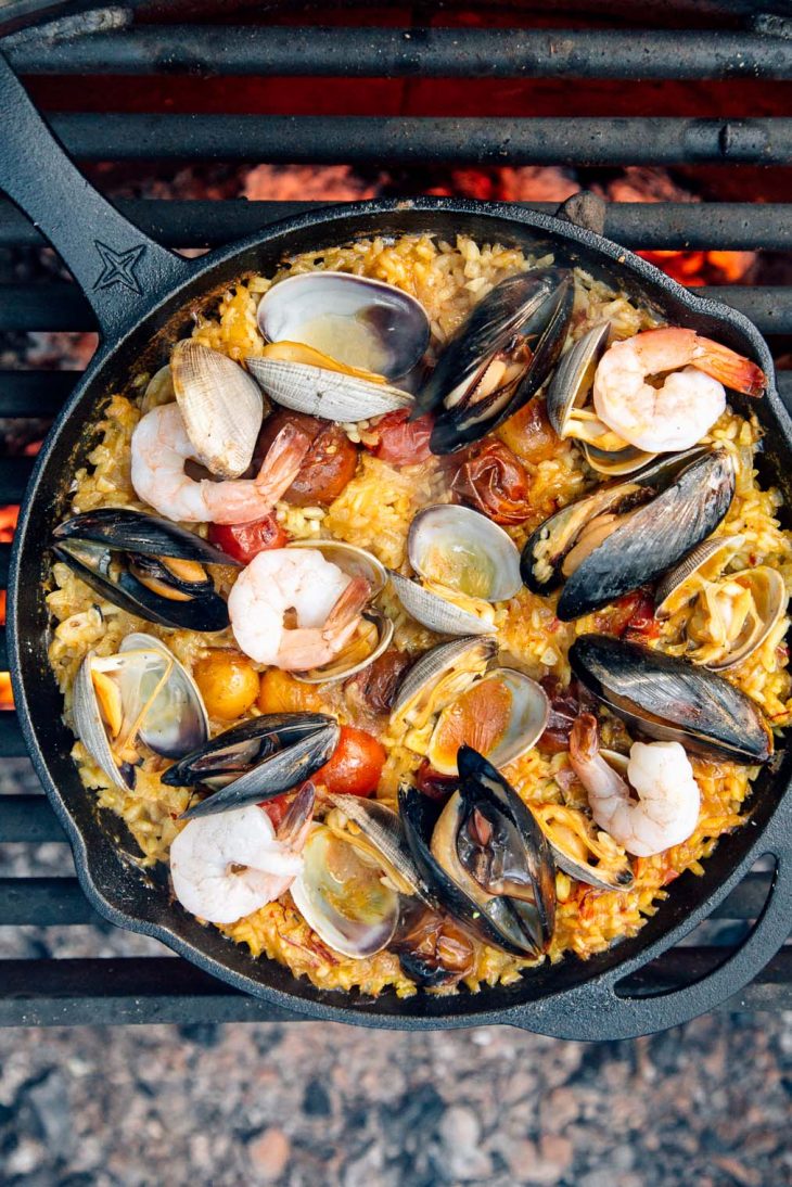 Seafood Campfire Paella Recipe - Fresh Off the Grid