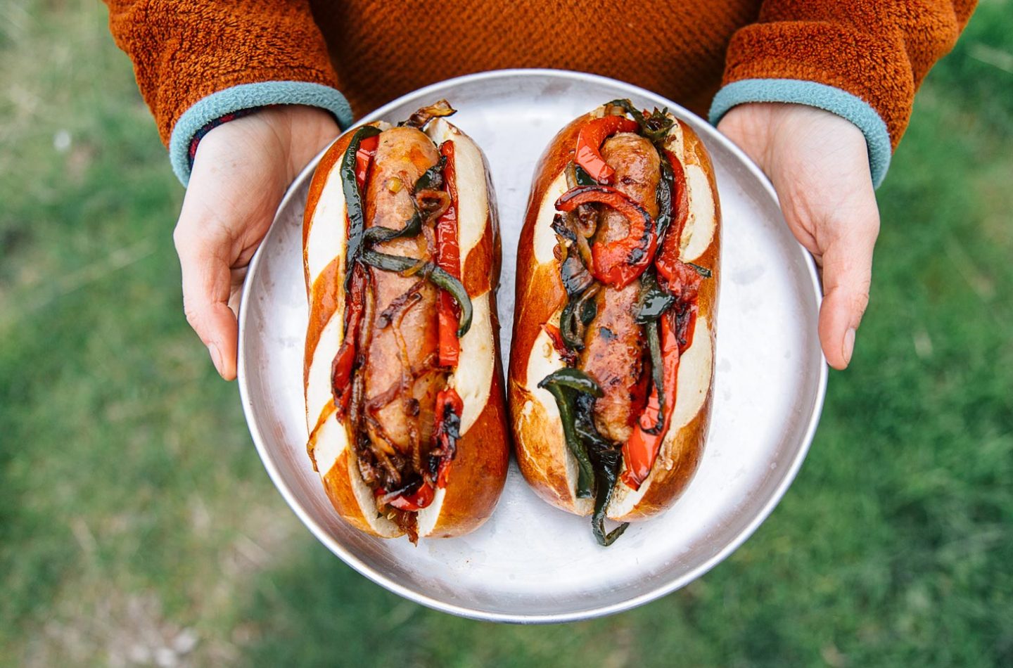 Cast Iron Brats with Peppers and Onions - Fresh Off The Grid
