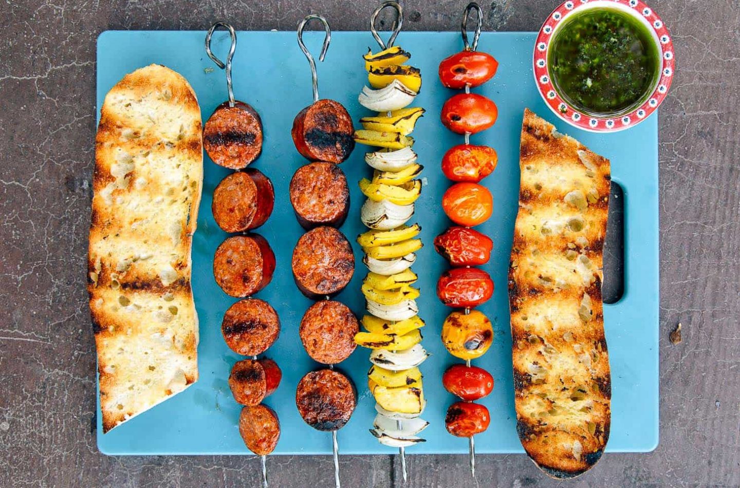Grilled Chorizo Kebabs with Chimichurri - Camping Recipe by Fresh Off ...